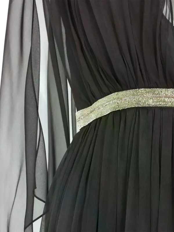 Alberta Ferretti Draped Silk Maxi Dress - Black