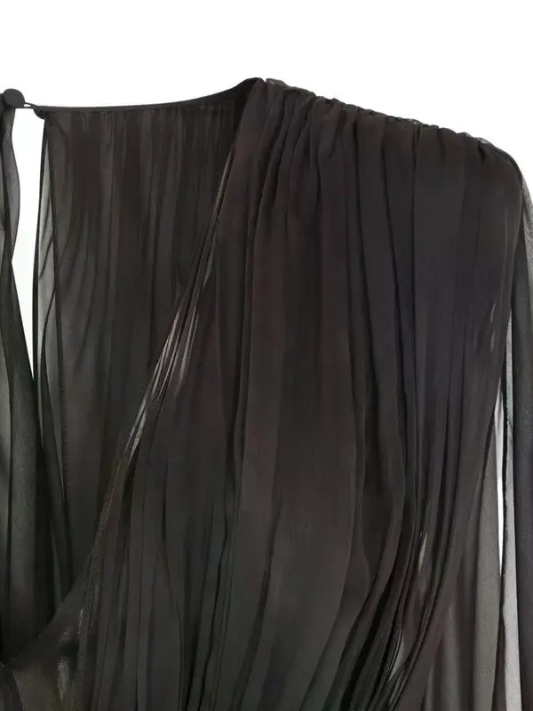 Alberta Ferretti Draped Silk Maxi Dress - Black