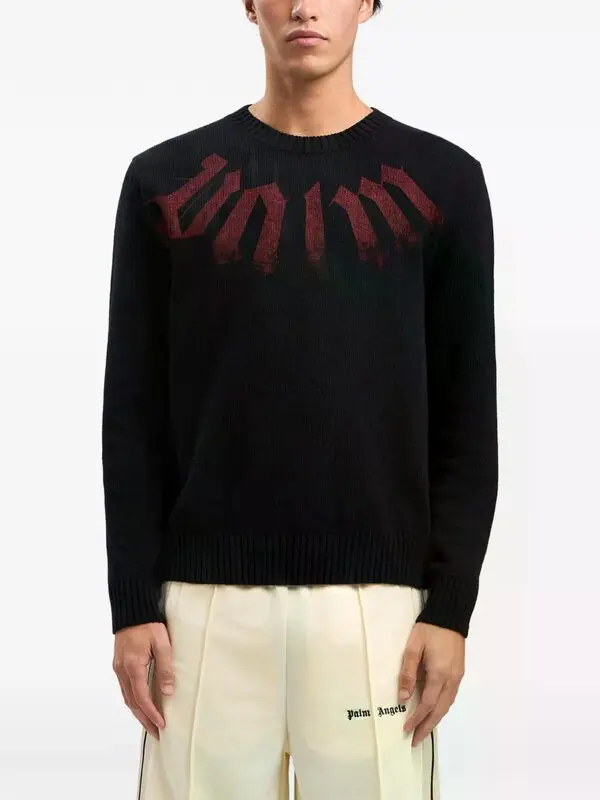 Palm Angels Logo-print Crew Neck Sweater - Black