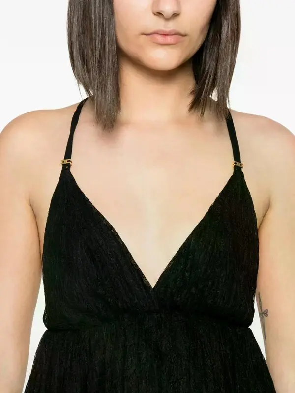 Elisabetta Franchi Lace Asymmetric Mini Dress - Black