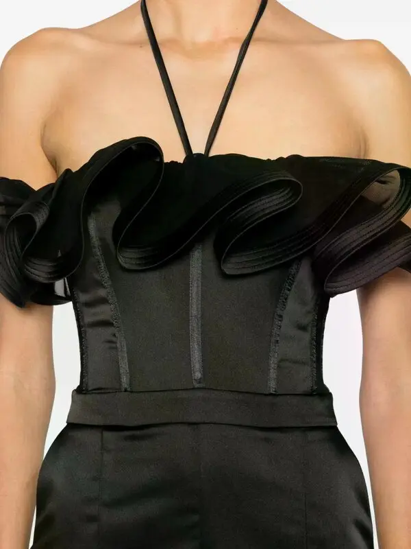 Elisabetta Franchi Ruffled Corset Jumpsuit - Black