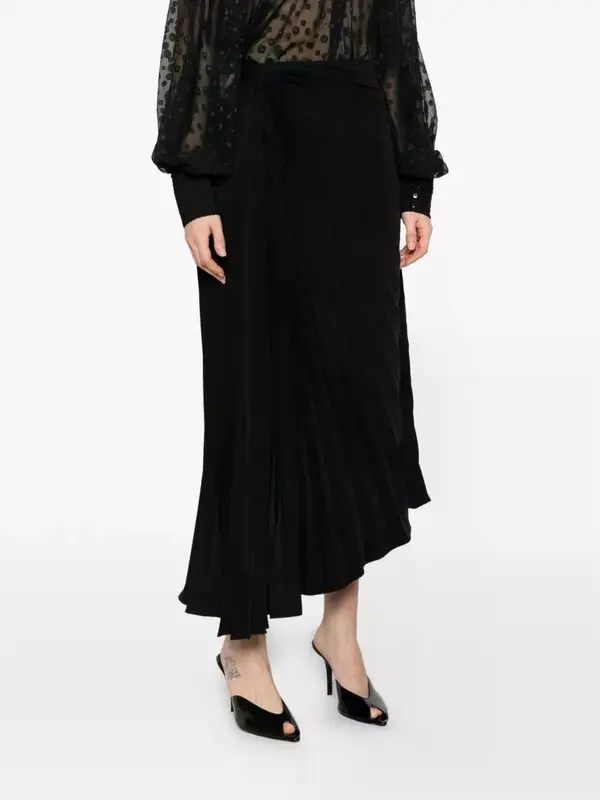 PARLOR Pleated Asymmetric Skirt - Black