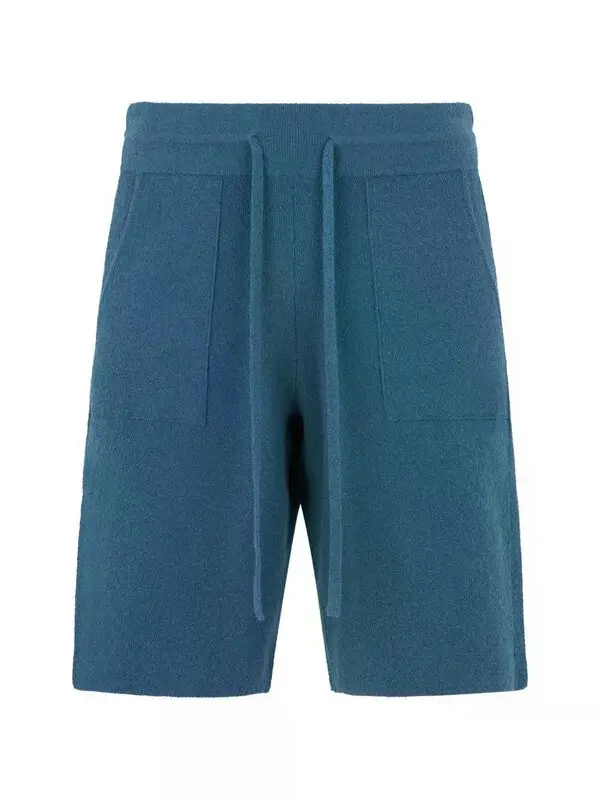 ROBERTO COLLINA Bouclé-knit Drawstring Shorts - Blue