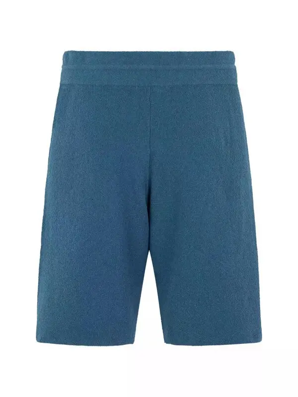 ROBERTO COLLINA Bouclé-knit Drawstring Shorts - Blue