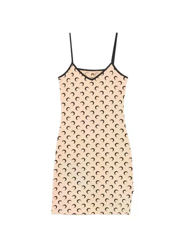 MARINE SERRE Moon-print Mini Dress - Neutrals
