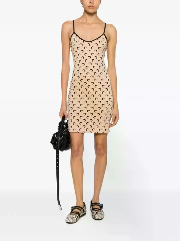 MARINE SERRE Moon-print Mini Dress - Neutrals
