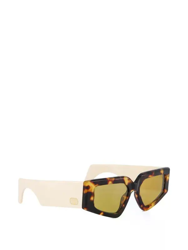Valentino Garavani V-logo Geometric-frame Sunglasses - Brown