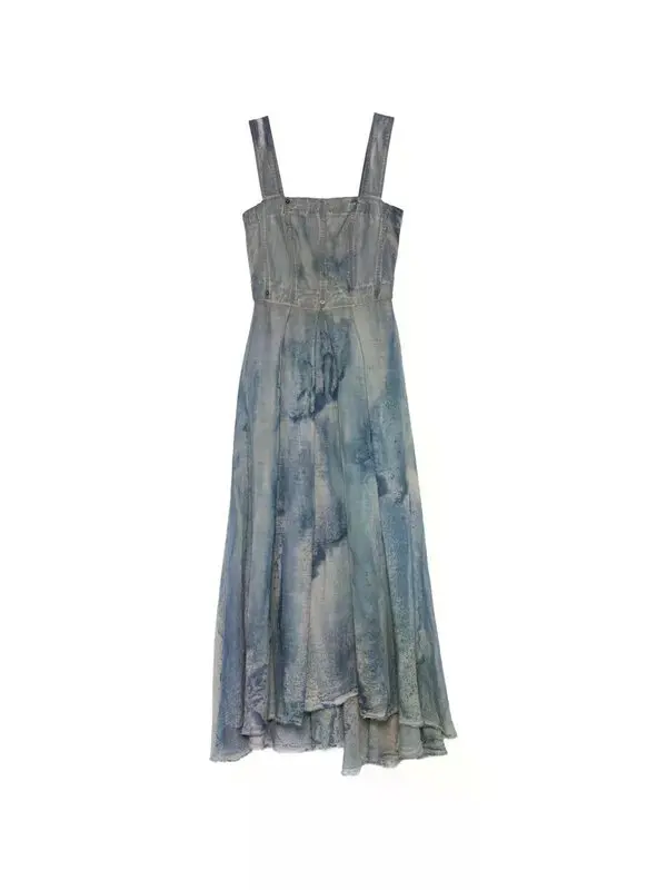 Masnada Tie-dye Pleated Maxi Dress - Blue