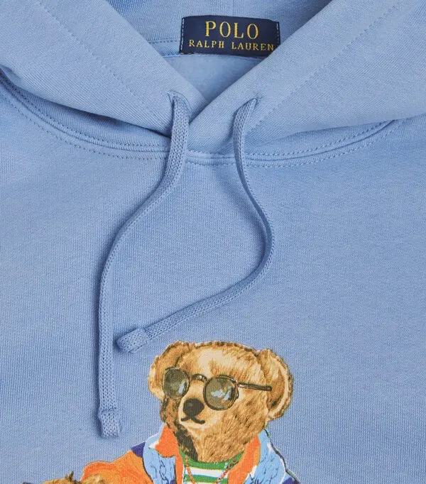 Polo Ralph Lauren Cotton-blend Hoodie With Graphic Bear Print - Blue