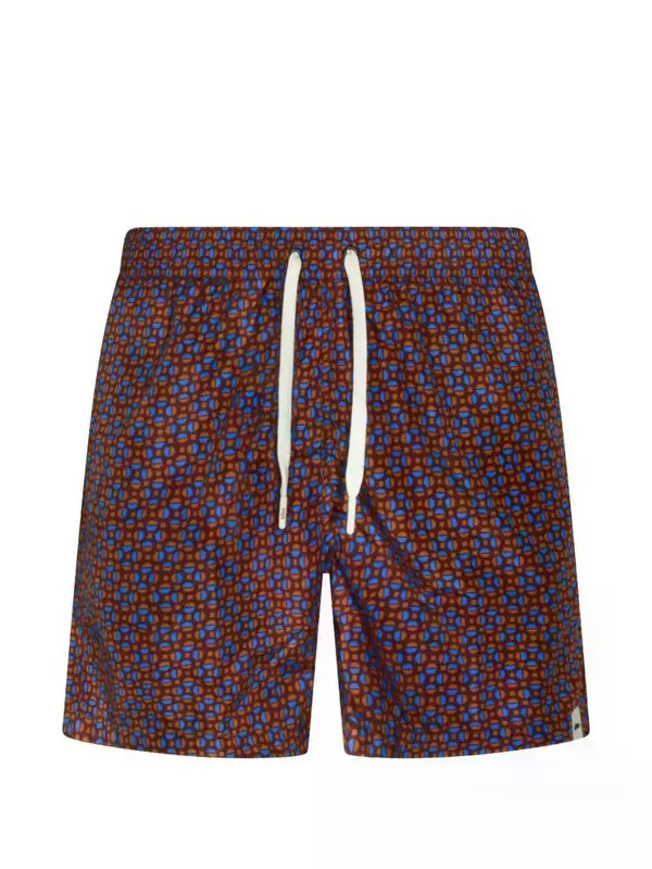 Altea Geometric-print Swim Shorts - Red