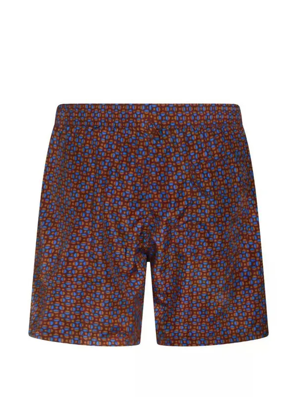 Altea Geometric-print Swim Shorts - Red