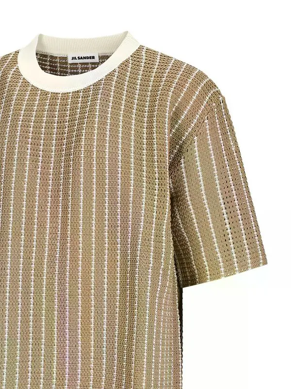 JIL SANDER Striped Open-knit T-shirt
