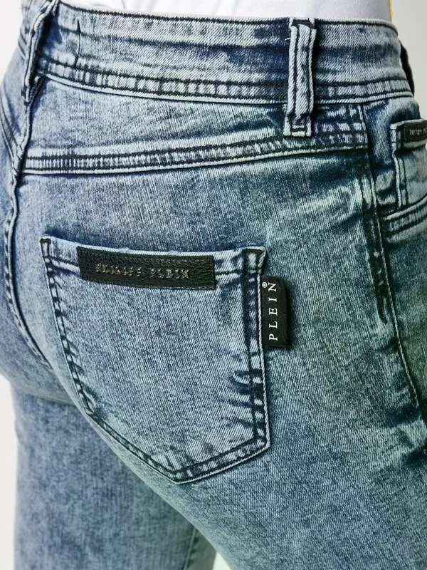Philipp Plein Acid Wash Denim Leggings
