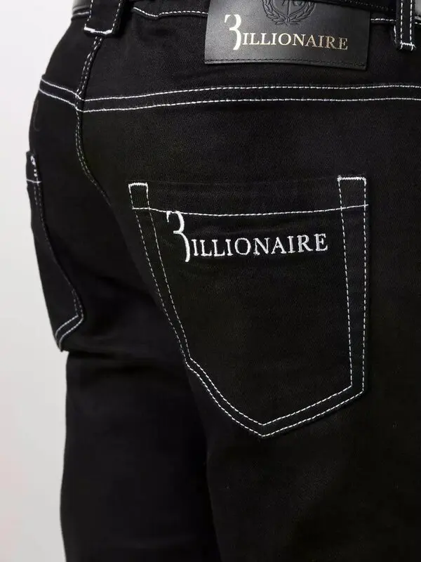 BILLIONAIRE Contrast Stitching Straight-leg Jeans - Black