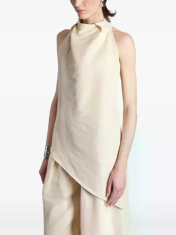 BATAKOVIC Asymmetric Halter Neck Linen Top
