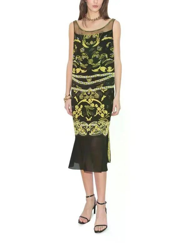 Tory Burch Embellished Mesh Midi Dress