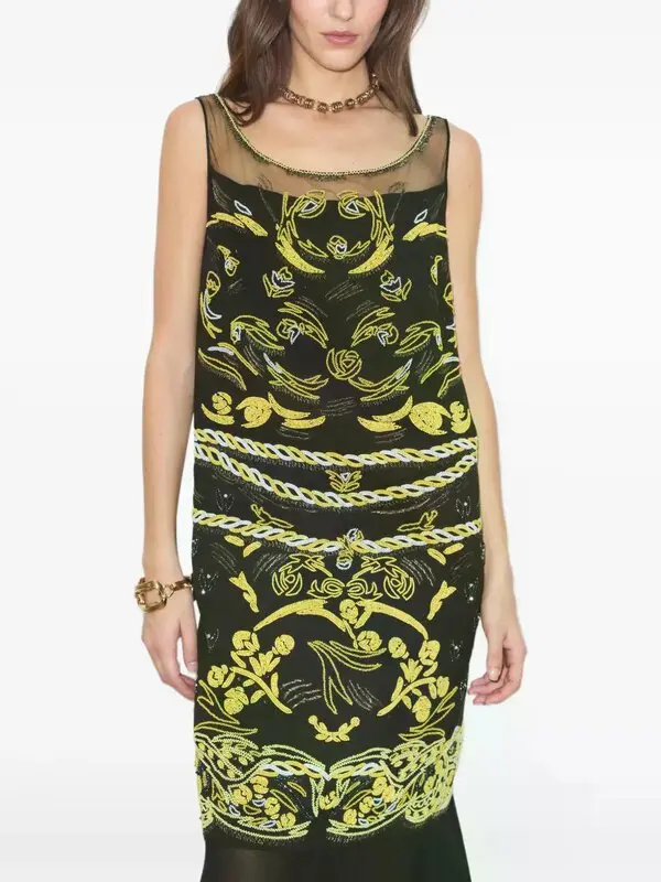 Tory Burch Embellished Mesh Midi Dress
