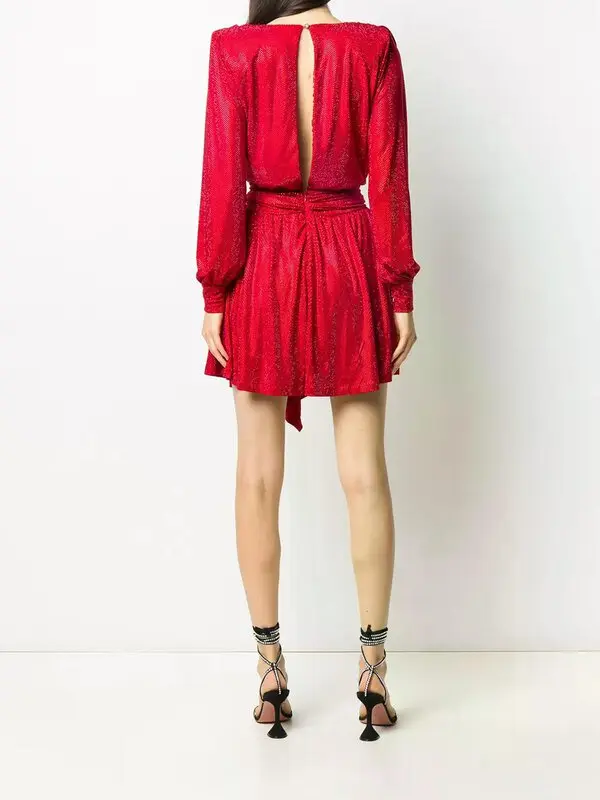 Philipp Plein Deep V-neck Draped Dress With Heart Pendant - Red
