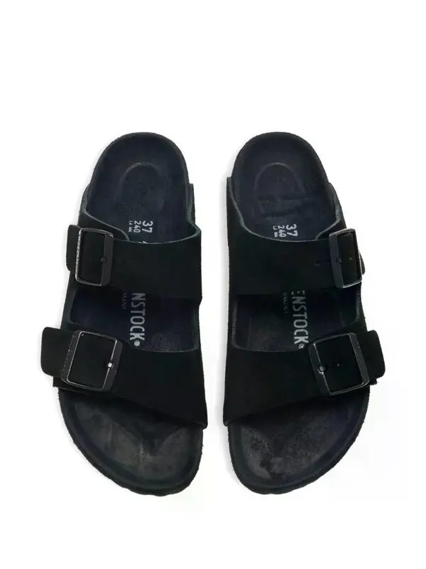 BIRKENSTOCK Arizona Suede Double Strap Sandals - Black