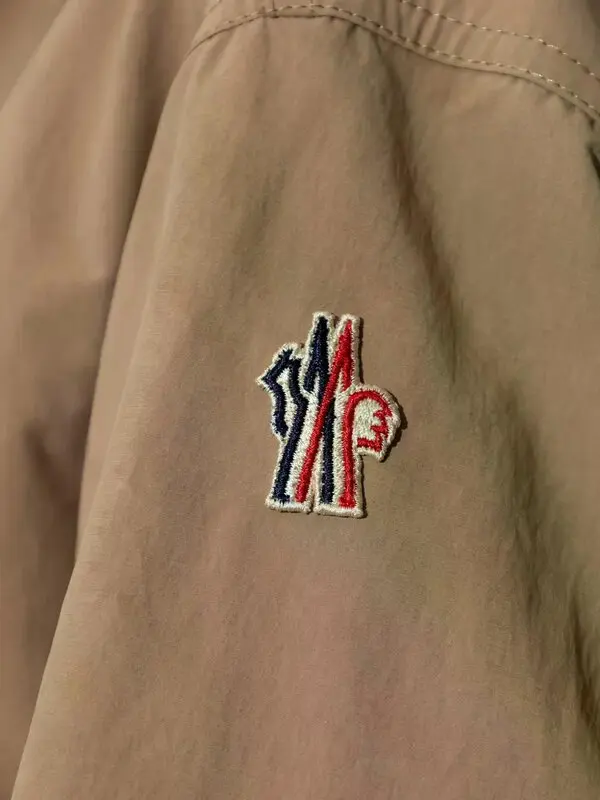 Moncler Zip-up Jacket With Flap Pockets And Logo Patch - Brown
