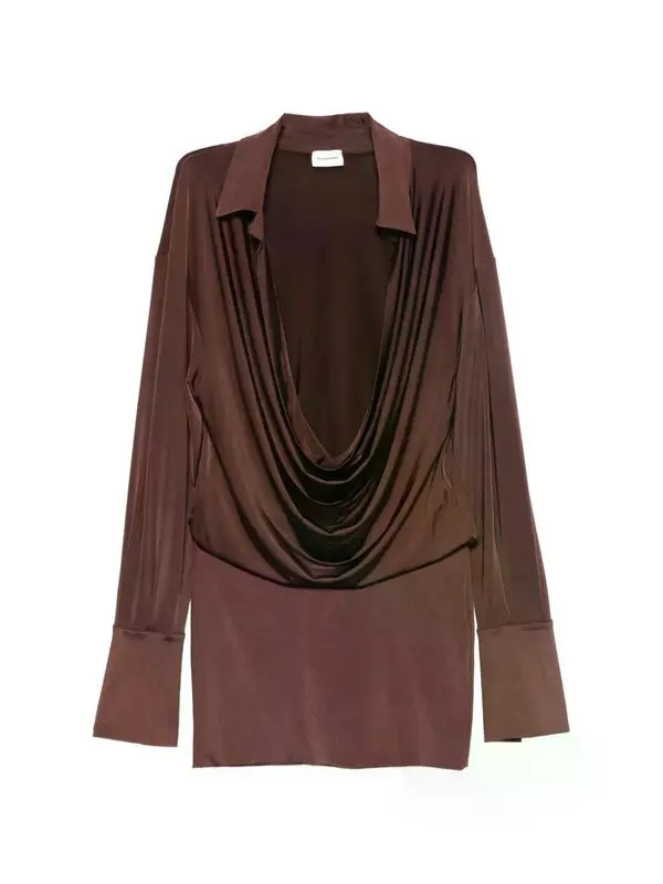 Andamane The Attico Draped Long-sleeve Mini Dress - Brown