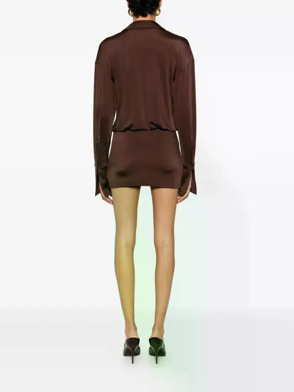Andamane The Attico Draped Long-sleeve Mini Dress - Brown