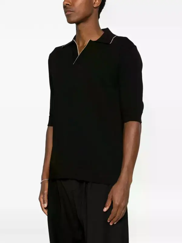 LARDINI Contrast-trim Open-collar T-shirt