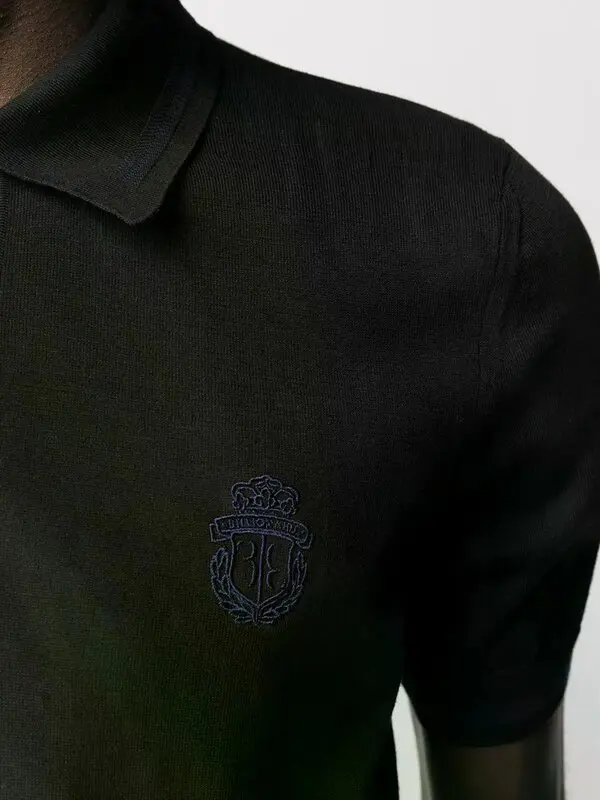 BILLIONAIRE Crest-embroidered Knitted Polo Shirt