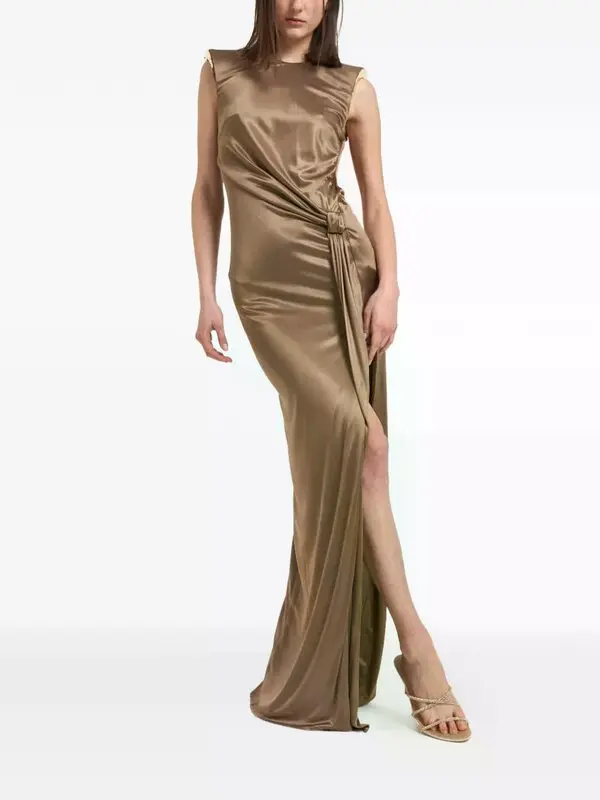 Elisabetta Franchi Knotted-detail Open-back Dress - Brown