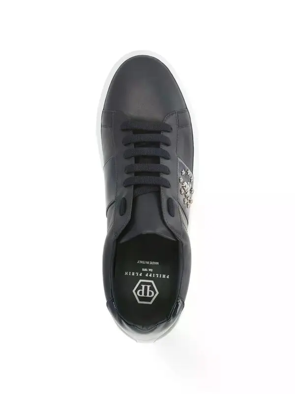 Philipp Plein Skull Studded Low-top Sneakers - Blue