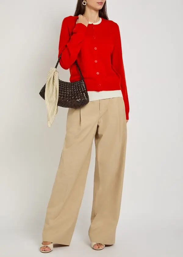 Vince Scalloped Trim Wool And Cashmere-blend Cardigan