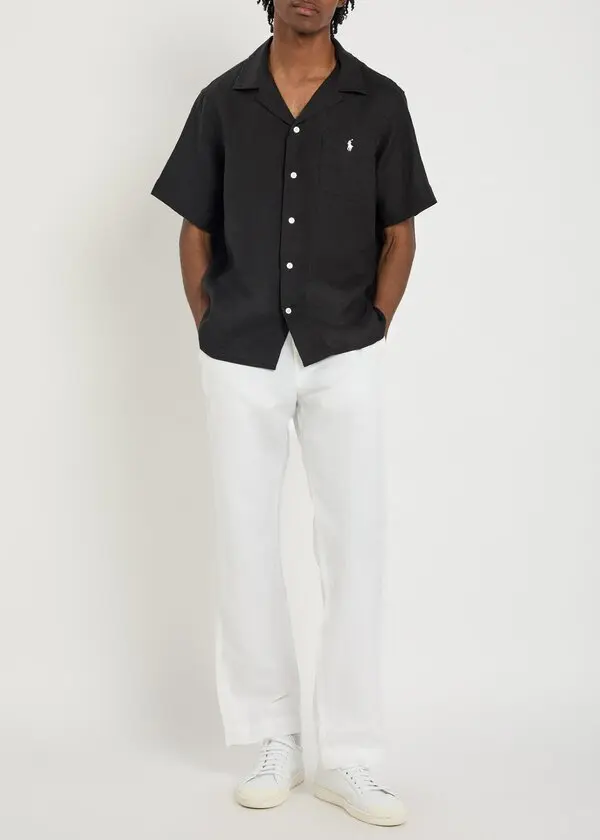Polo Ralph Lauren Logo-embroidered Linen Shirt - Black