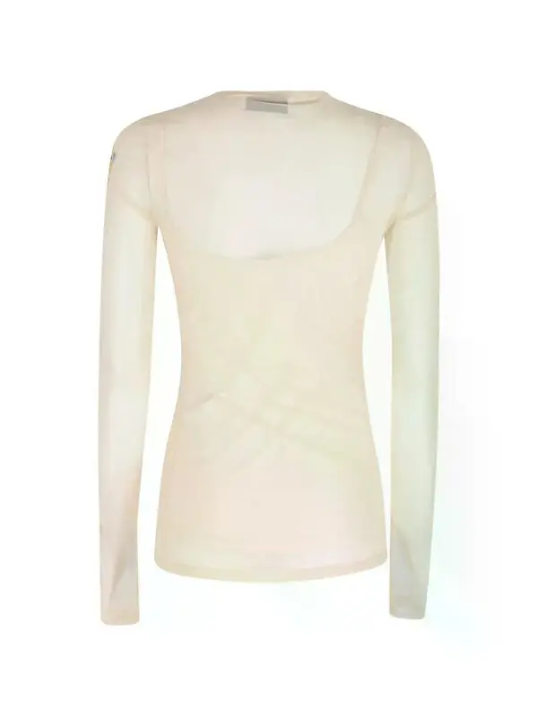Sportmax Abstract Print Sheer Mesh Long Sleeve Top