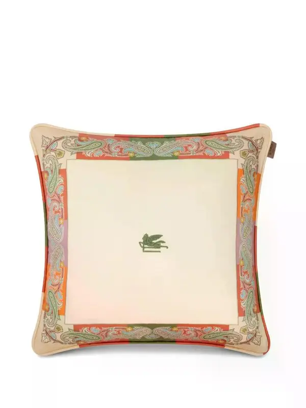 Etro Paisley Foliage Motif Cushion - Neutrals