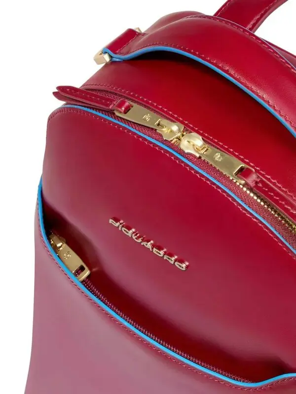 PIQUADRO Logo Plaque Leather Backpack