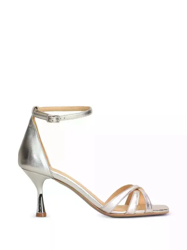 FRATELLI RUSSO Carla Crossover-strap Leather Heeled Sandals - Silver
