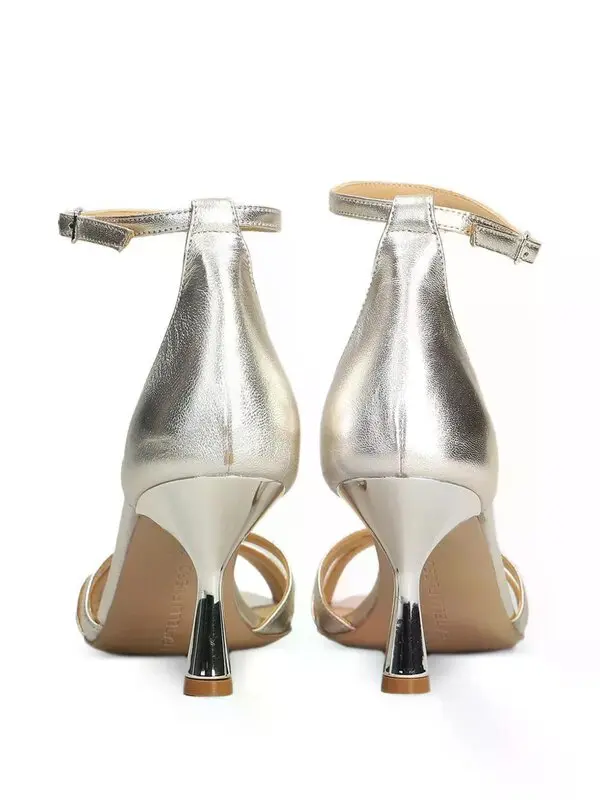 FRATELLI RUSSO Carla Crossover-strap Leather Heeled Sandals - Silver