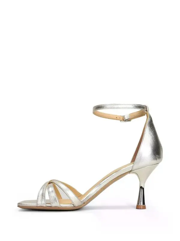 FRATELLI RUSSO Carla Crossover-strap Leather Heeled Sandals - Silver