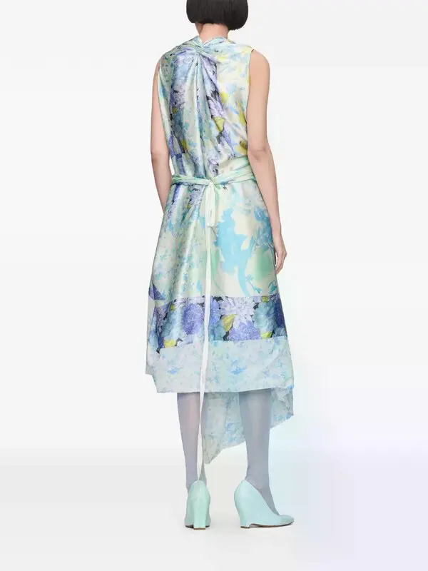 MAISON MARGIELA Floral Draped Midi Dress - Blue