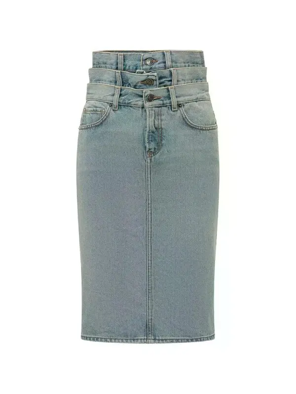 Fiorucci Triple-waistband Denim Skirt - Blue
