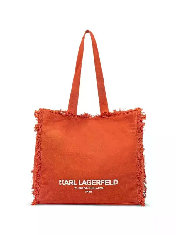 Karl Lagerfeld Frayed-edge Canvas Tote - Orange