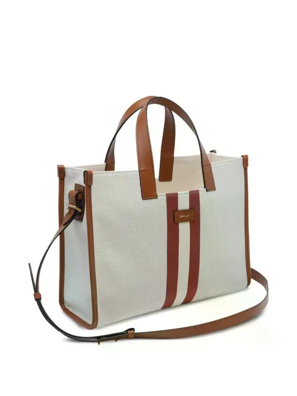 Bally Striped Tote Bag With Leather Trim