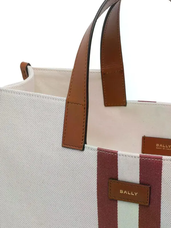 Bally Striped Tote Bag With Leather Trim