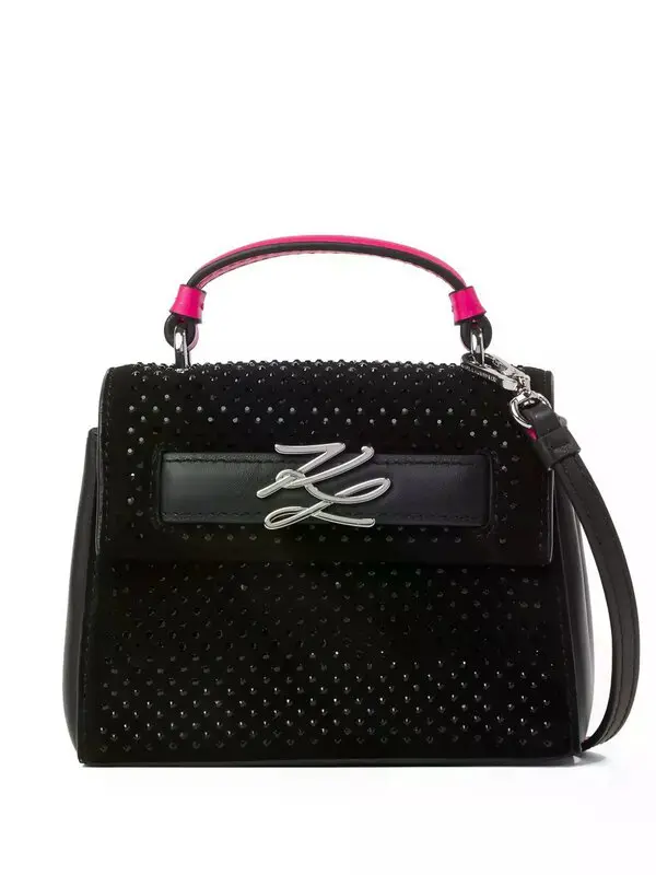 Karl Lagerfeld K/autograph Rhinestone Shoulder Bag - Black
