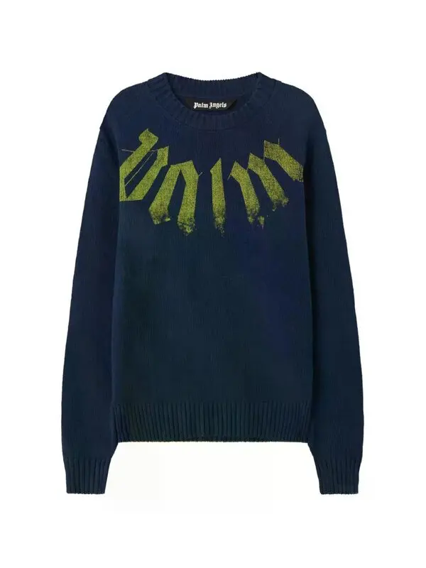 Palm Angels Logo Print Sweater - Blue