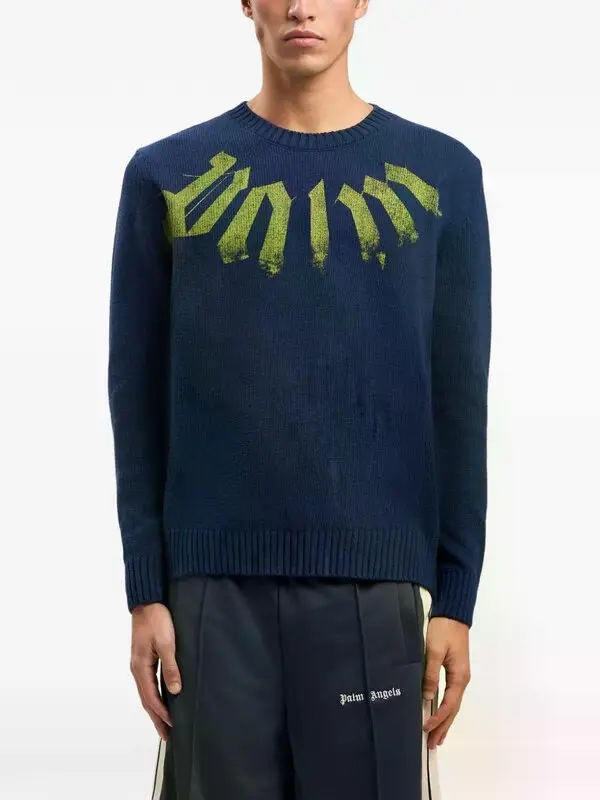 Palm Angels Logo Print Sweater - Blue