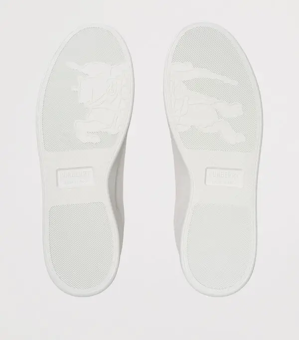 Burberry Leather Set Sneakers With Checked Heel Detailing - Blue