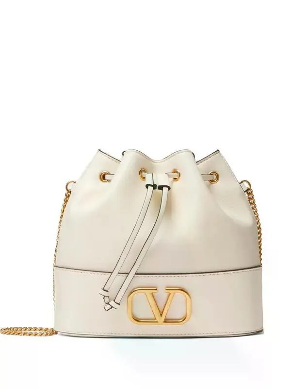 Valentino Garavani Mini Vlogo Signature Bucket Bag In Nappa Leather - Neutrals