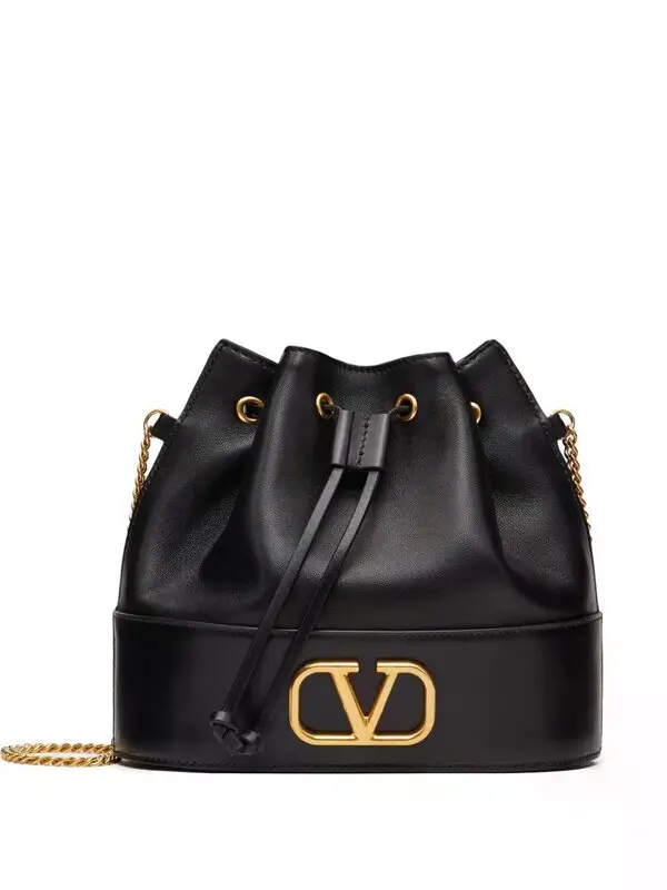 Valentino Garavani Vlogo Signature Bucket Bag In Nappa Leather - Black