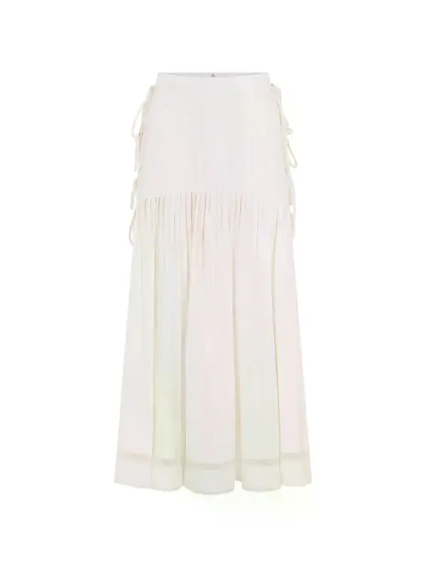 Rabanne Lace Side Bow Midi Skirt - Neutrals